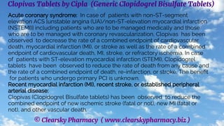 Clopivas Tablets by Cipla (Generic Clopidogrel Bisulfate Tablets) | PDF