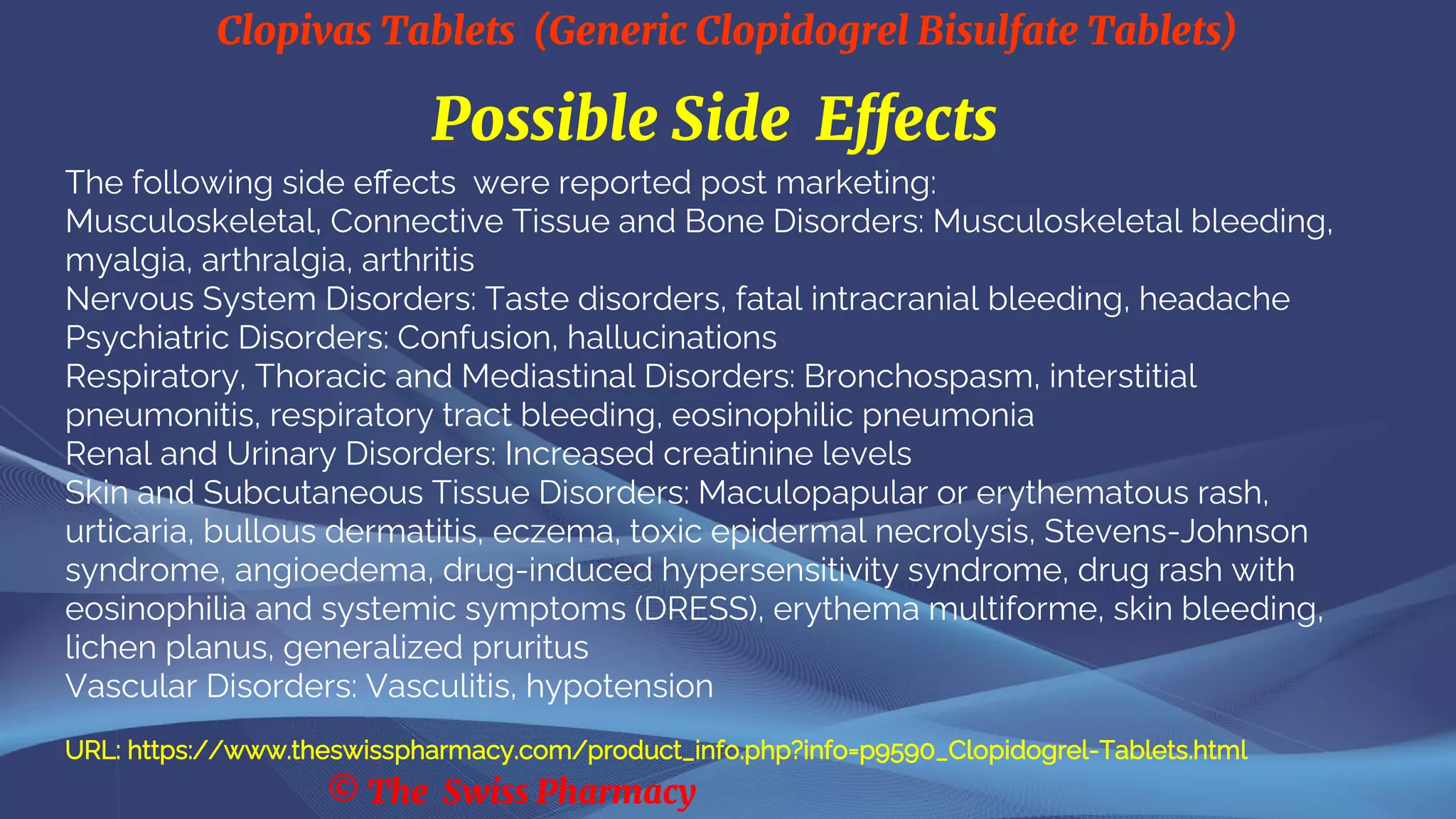 Clopivas Tablets (Generic Clopidogrel Bisulfate Tablets) | PDF