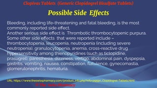 Clopivas Tablets (Generic Clopidogrel Bisulfate Tablets) | PDF