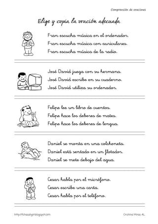 Comprension llectora oraciones | PDF
