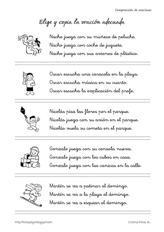 Comprension llectora oraciones | PDF