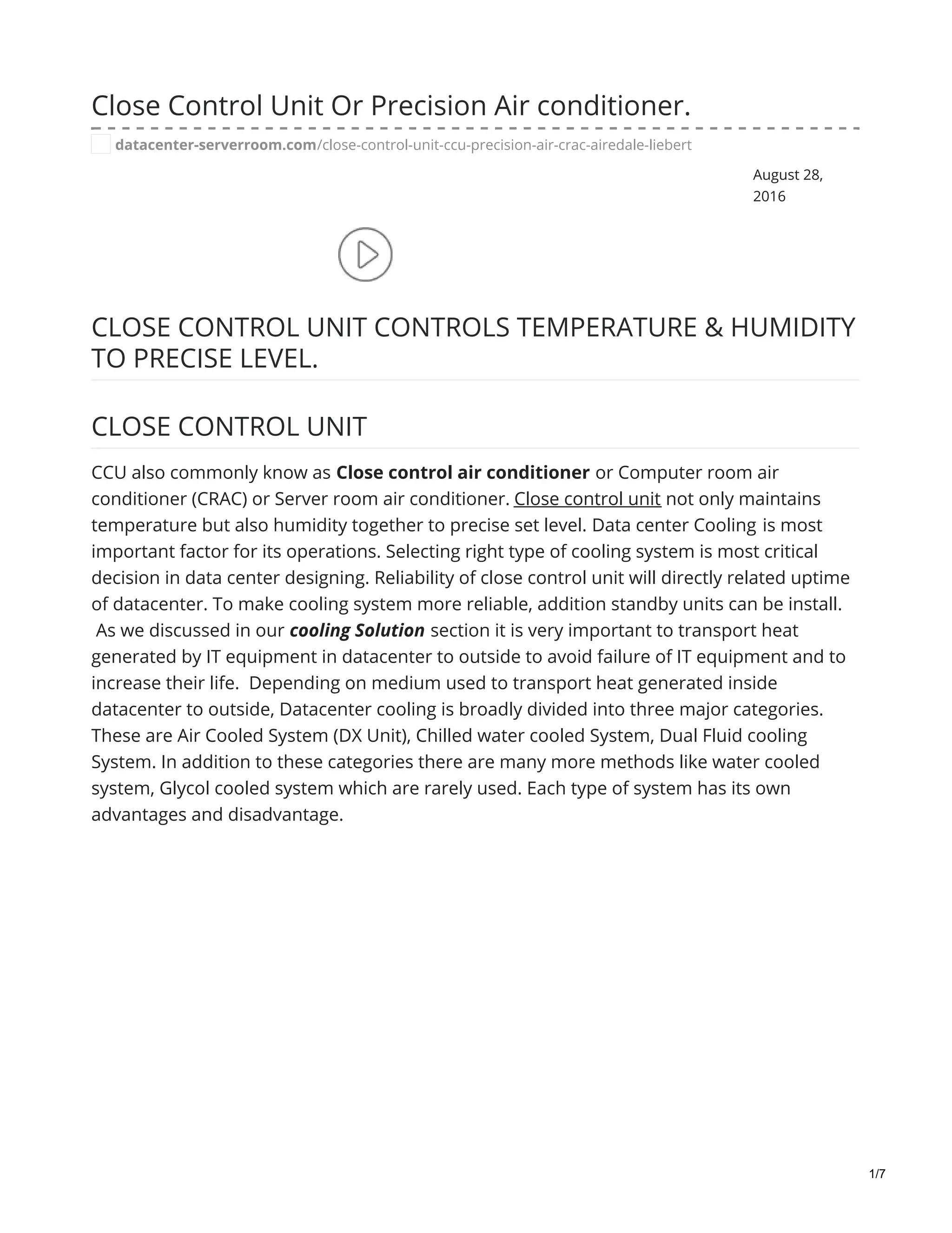 Close Control Unit Or Precision Air conditioner #closecontrolunit # ...