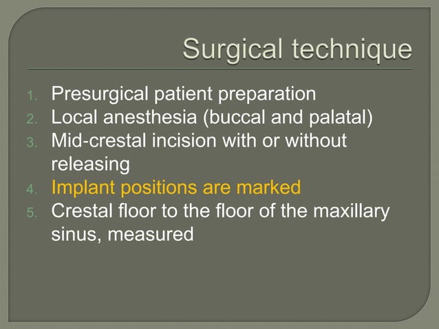 Closed Sinus Lift Surgery | PPTX