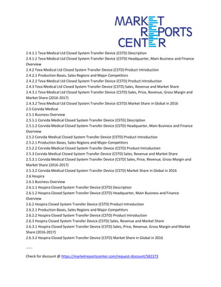 Closed System Transfer Device (CSTD) Market Industry: Future Demand ...