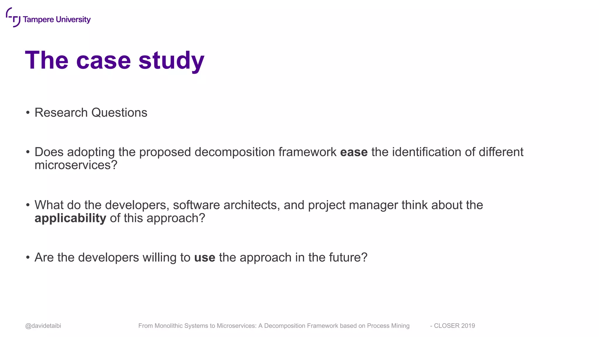 From monolithic systems to microservices. a decomposition framework ...