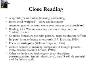 Close reading - sample lecture | PPT