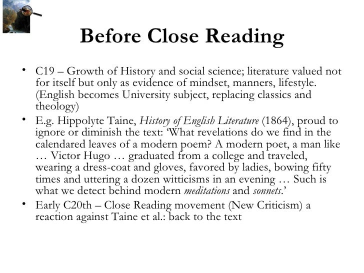 Close reading - sample lecture