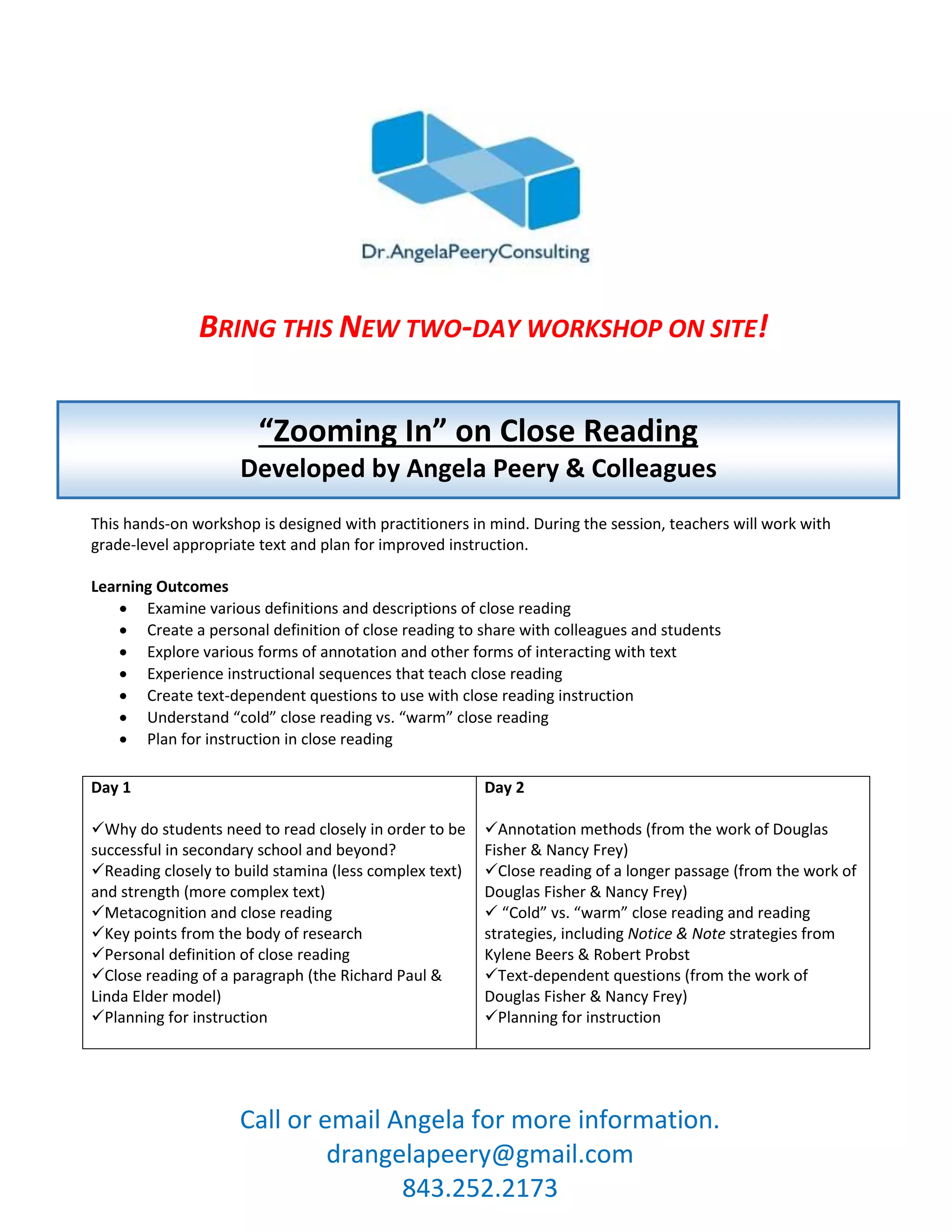 Close Reading Workshop | PDF