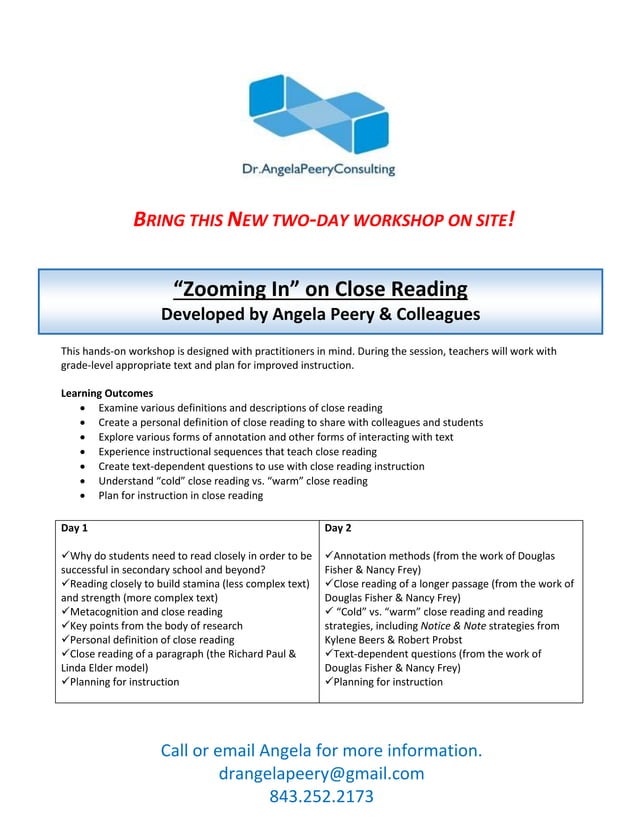 Close Reading Workshop | PDF