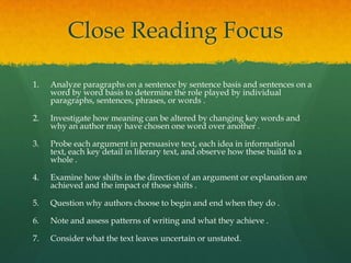 Close Reading: from Text Annotation to Talk | PPTX