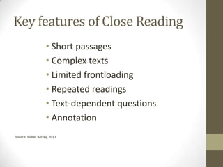 Close reading in the elementary grades | PPTX