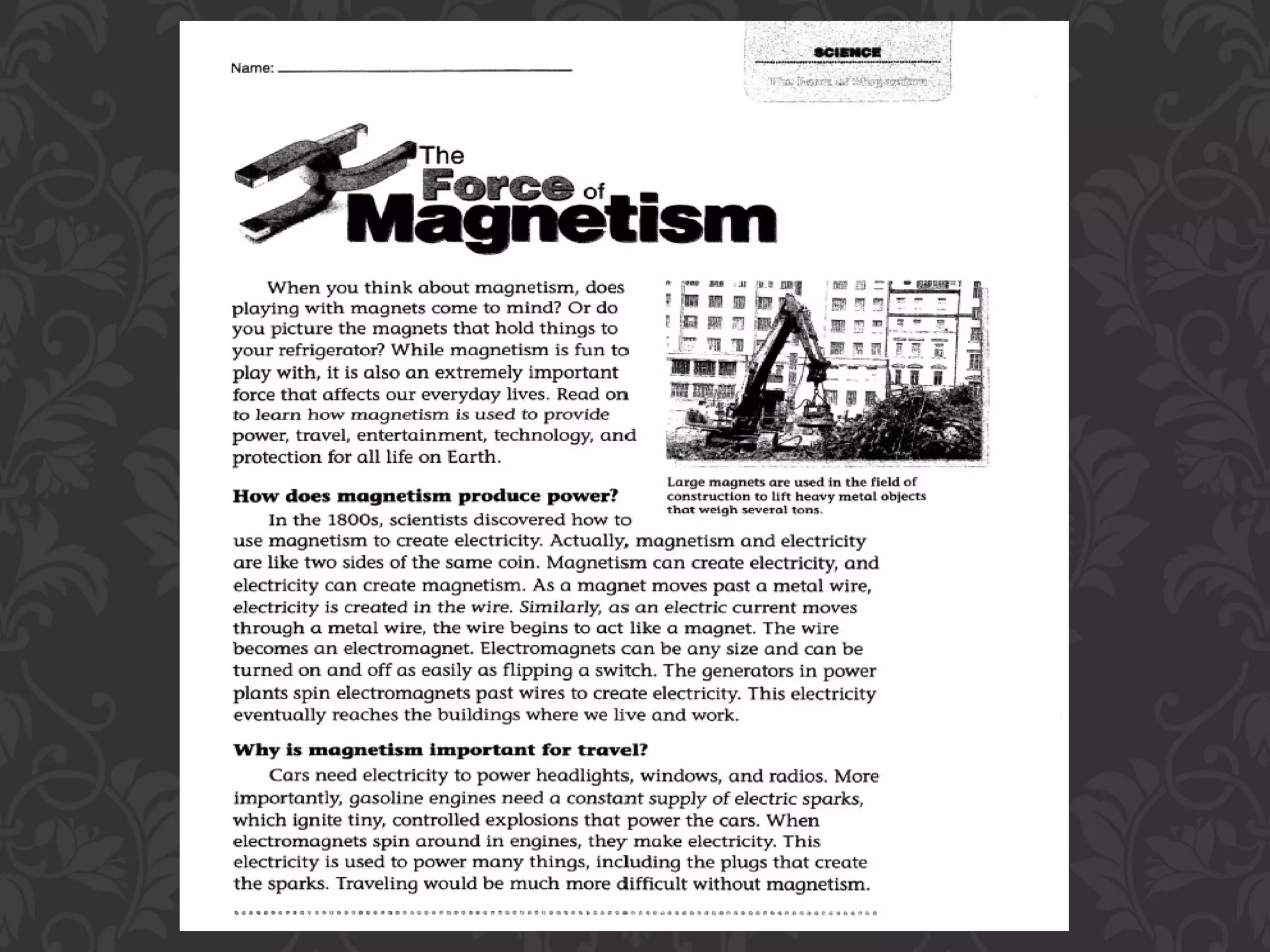 Close reading magnetism power point | PPT