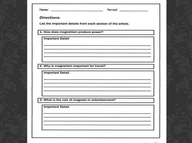 Close reading magnetism power point | PPT