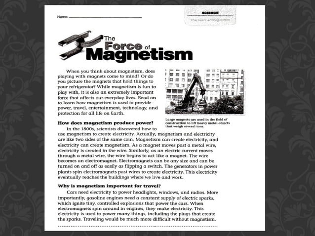 Close reading magnetism power point | PPT
