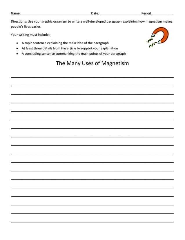 Close reading magnetism writing assignment | PDF