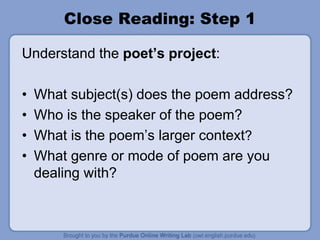 Close Reading Poetry OWL.ppt