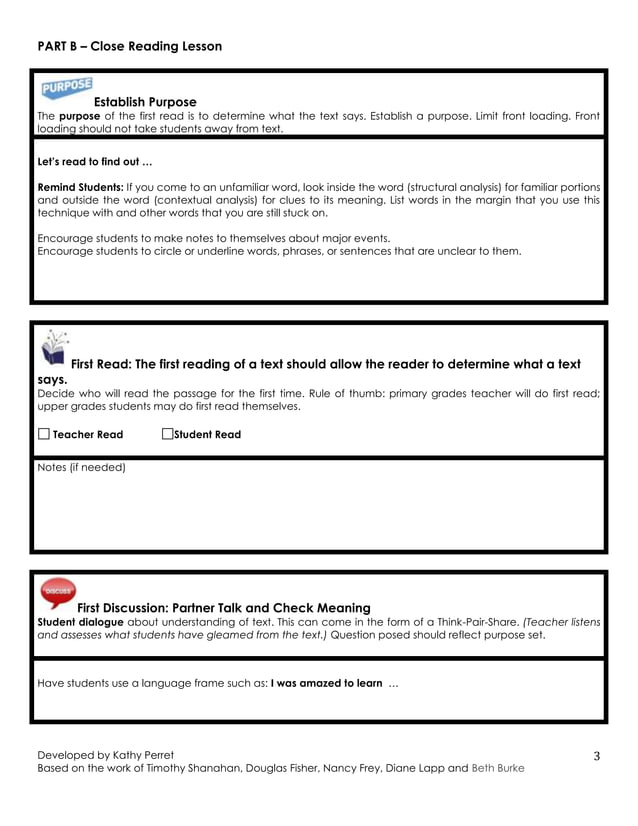 Close Reading Template | DOCX | Educational Assessment | Education