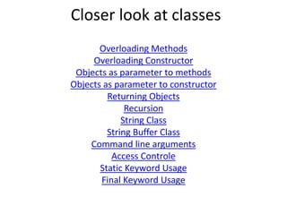Closer look at classes | PPTX | Programming Languages | Computing