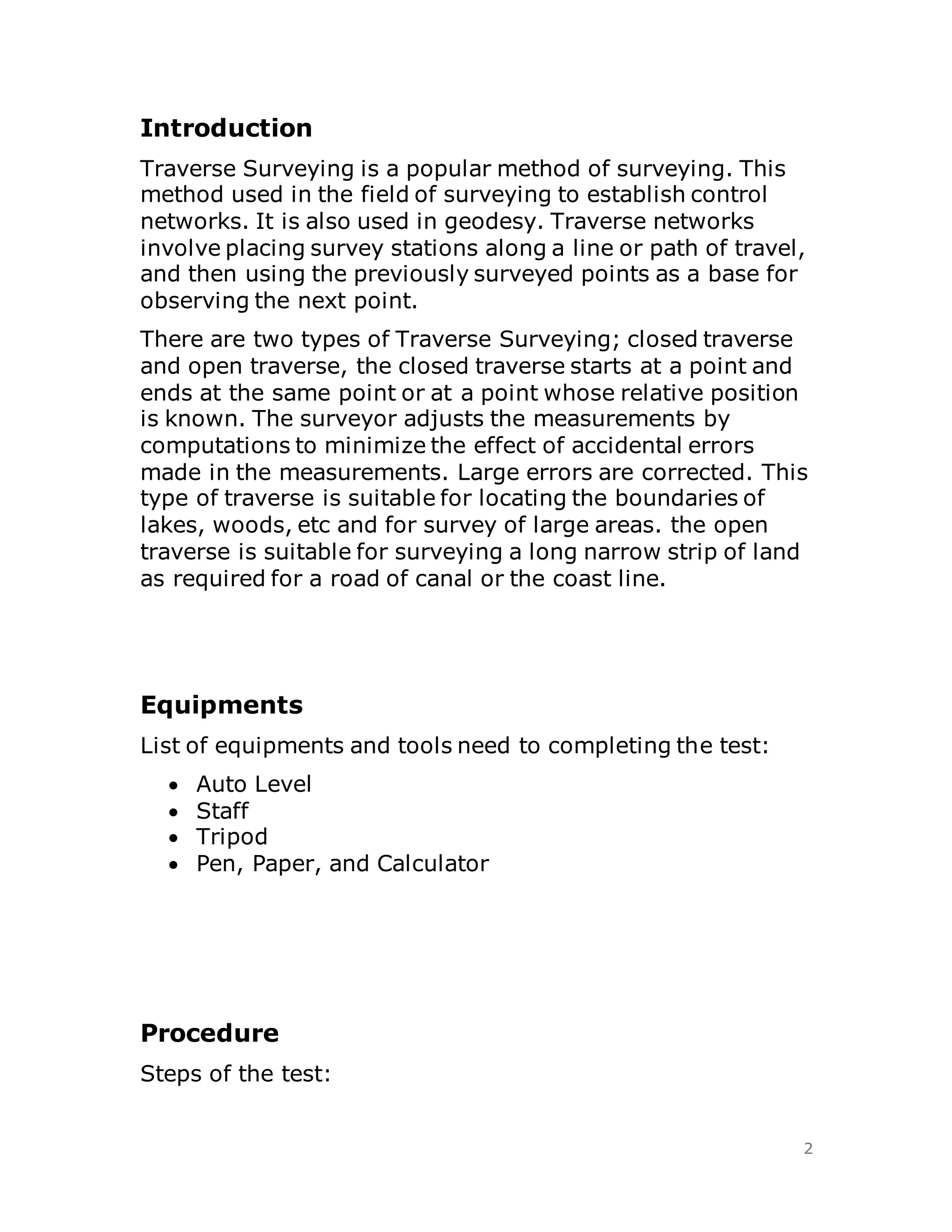 Closed Traverse Surveying - Report | DOCX