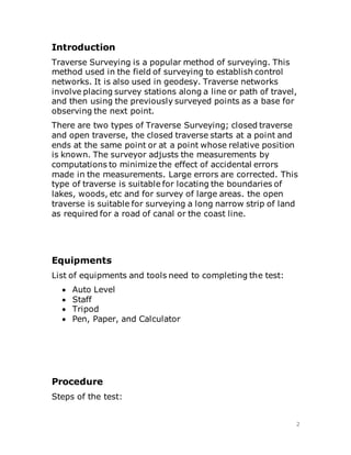 Closed Traverse Surveying - Report | DOCX