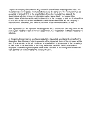 Closing a business in thailand | RTF