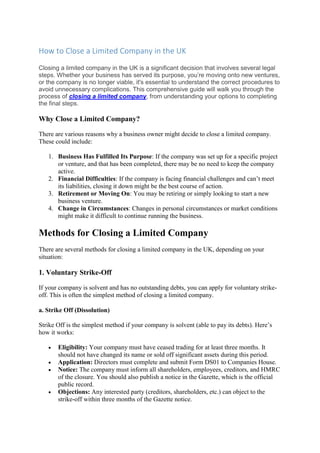 How to Close a Limited Company in the UK | PDF