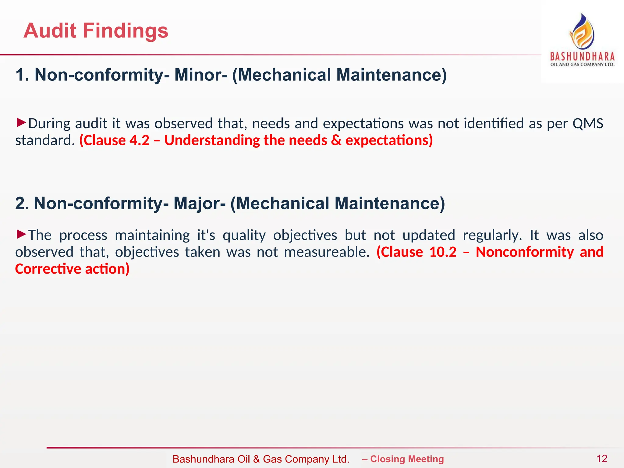 Closing Meeting Presentation for Conducting Audit | PPT