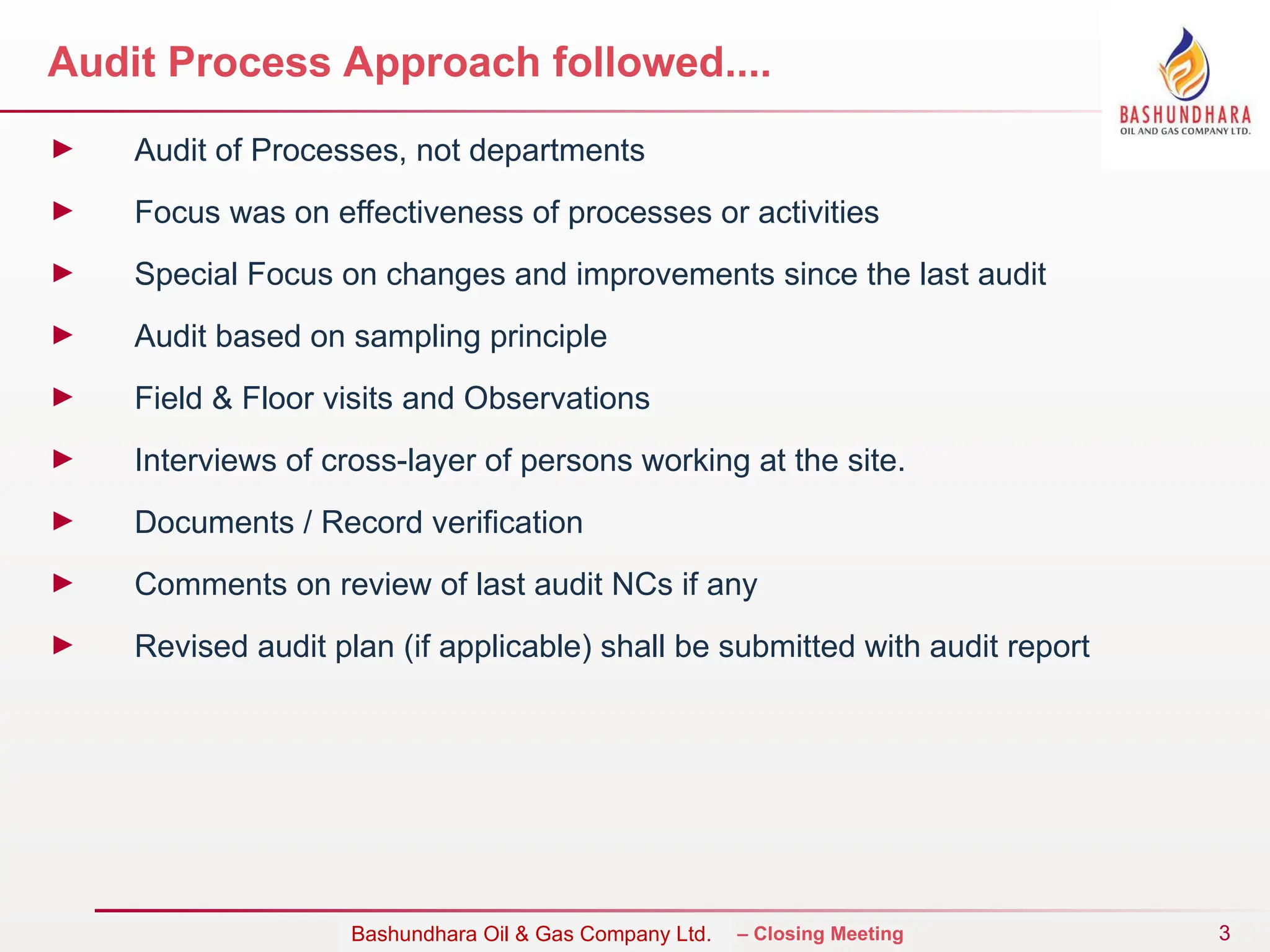 Closing Meeting Presentation for Conducting Audit | PPT