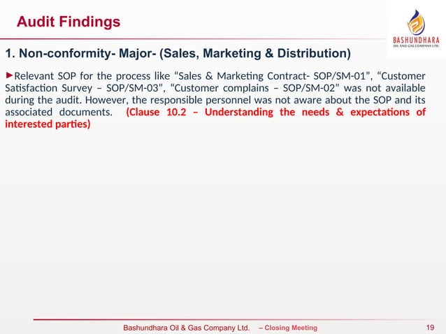 Closing Meeting Presentation for Conducting Audit | PPT