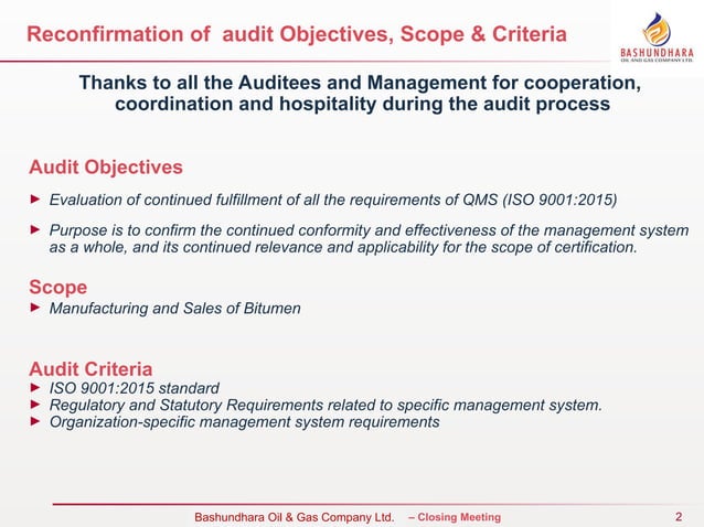 Closing Meeting Presentation for Conducting Audit | PPT