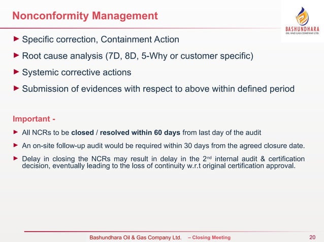Closing Meeting Presentation for Conducting Audit | PPT