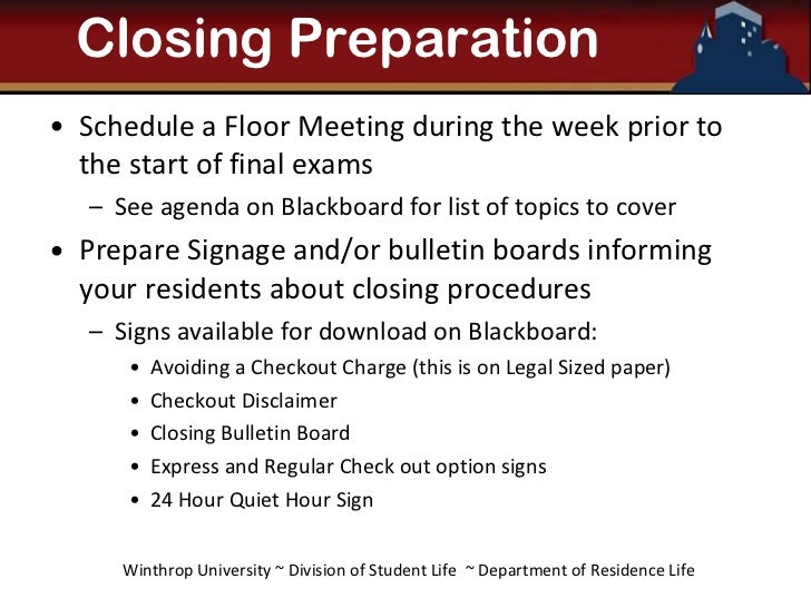 Closing Procedures Training