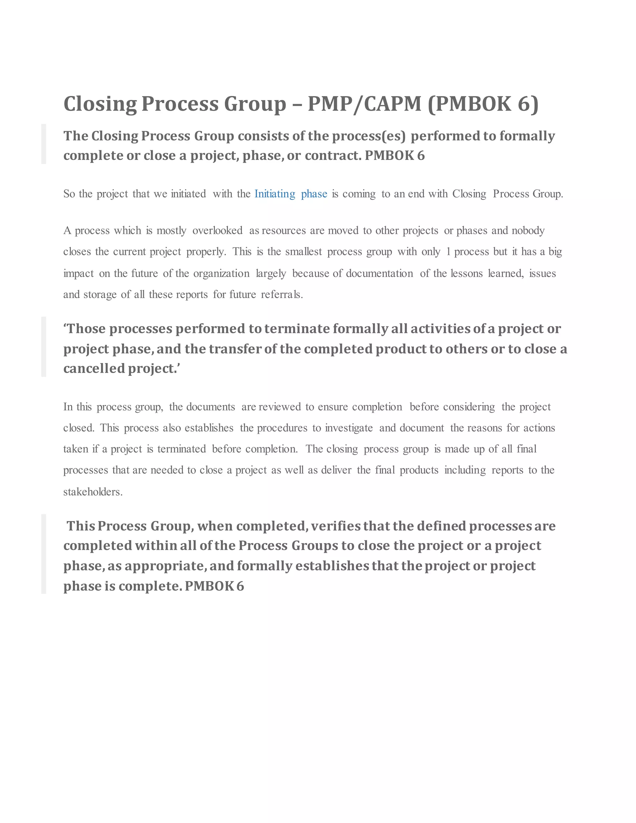 Closing process group | DOCX