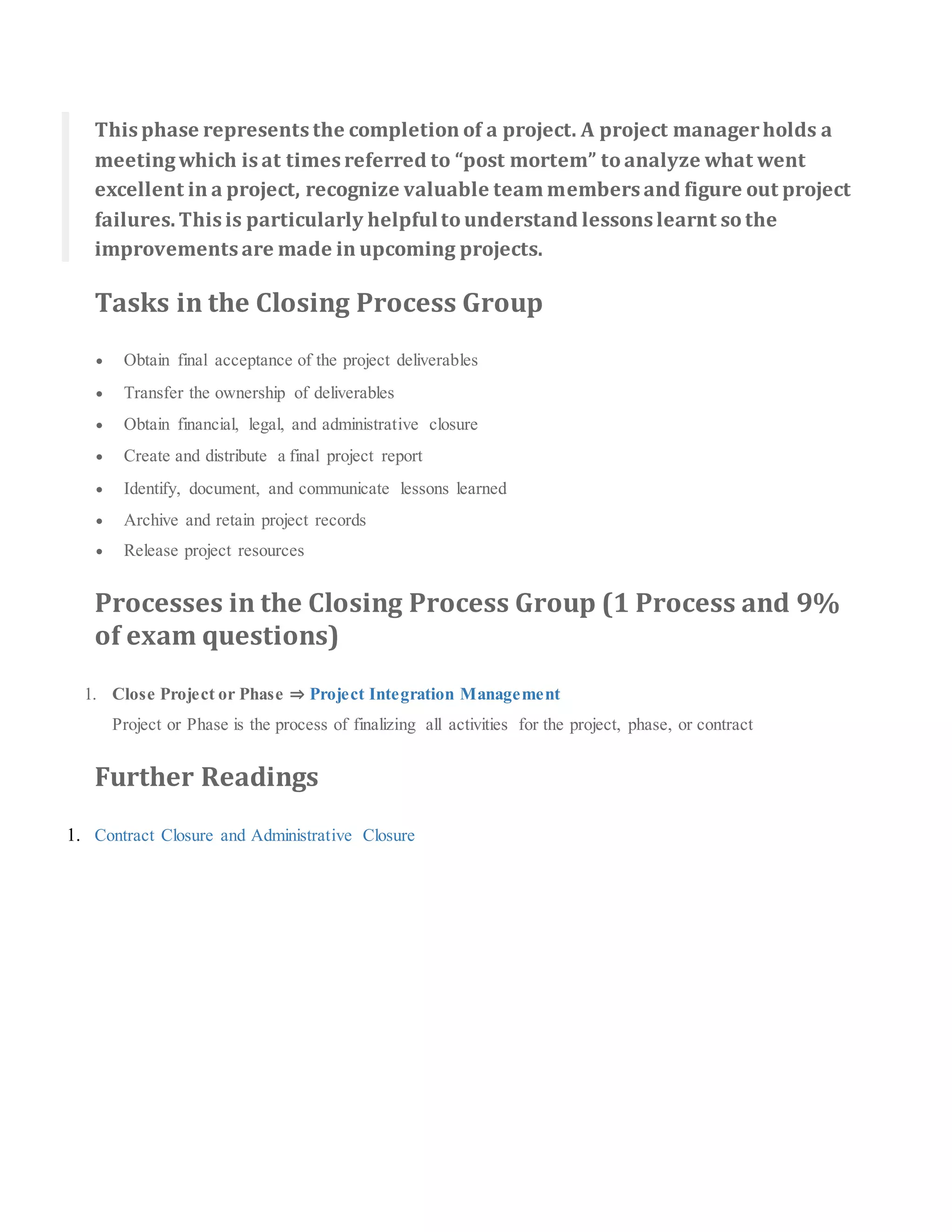 Closing process group | DOCX