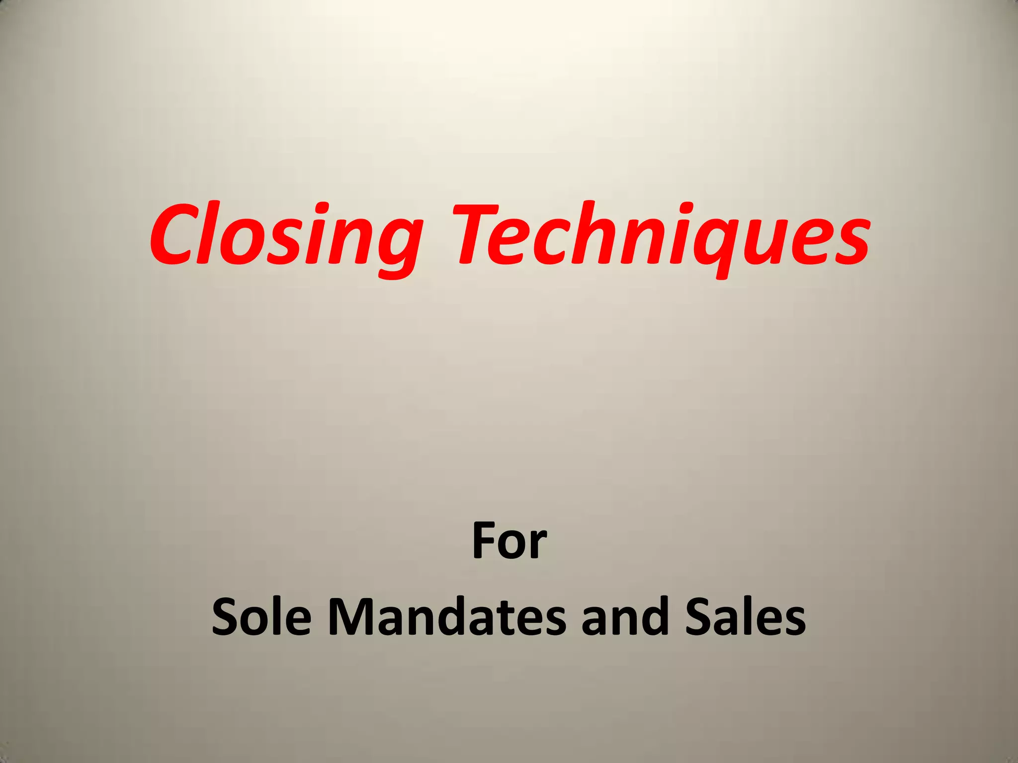 Closing techniques | PPT
