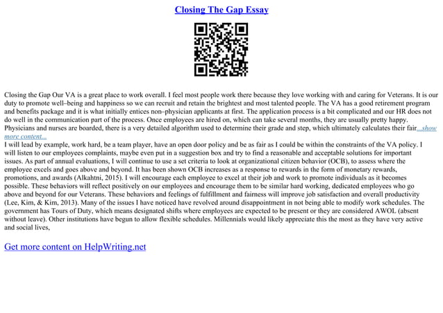 Closing The Gap Essay | PDF | Home Financing | Personal Debt