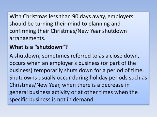 Closure Countdown – Annual Leave and Shutdown Rule Changes | PPTX