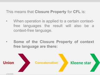 Closure properties of context free grammar | PDF | Programming Languages | Computing