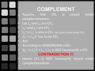 Closure properties of context free grammar | PDF