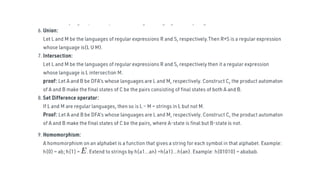 closure properties of regular language.pptx | Programming Languages | Computing