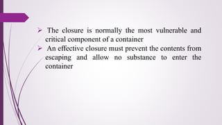 Closures & closure liners. ppt | PDF