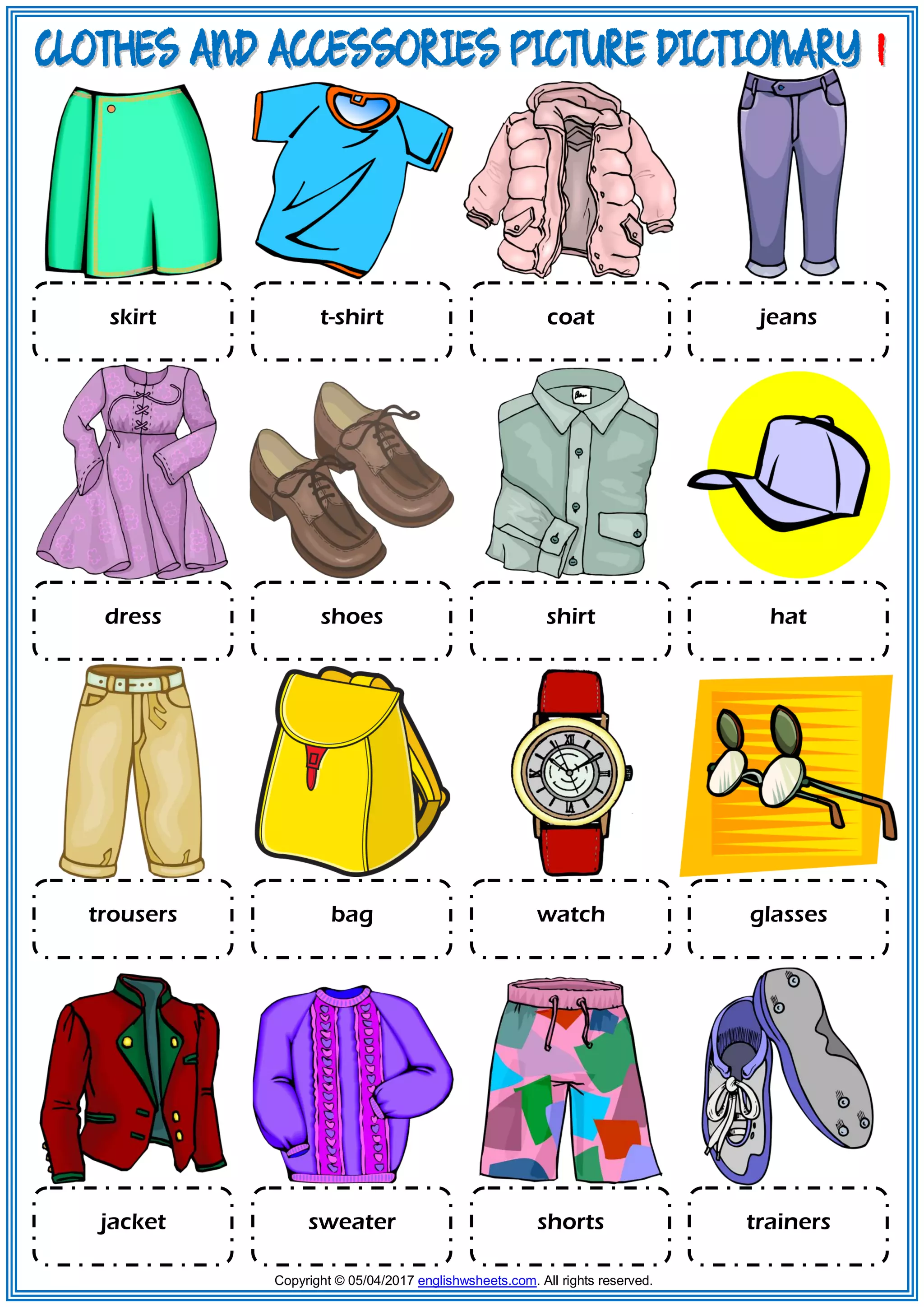 Clothes and accessories vocabulary | PDF