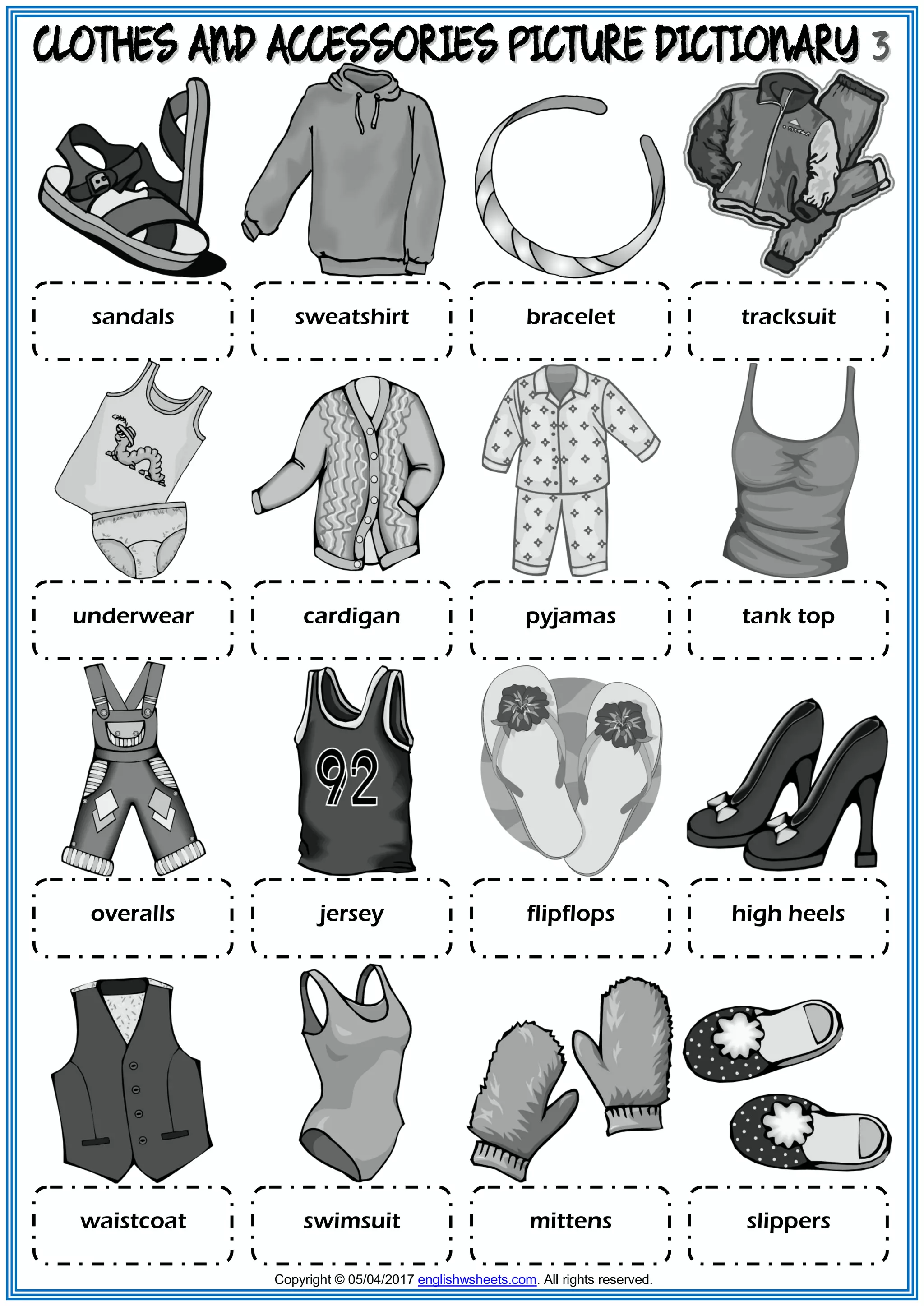 Clothes and accessories vocabulary | PDF