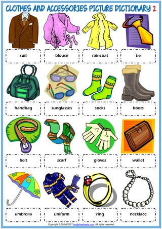 Clothes and accessories vocabulary | PDF