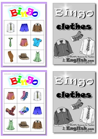Clothes Bingo Bw | PDF