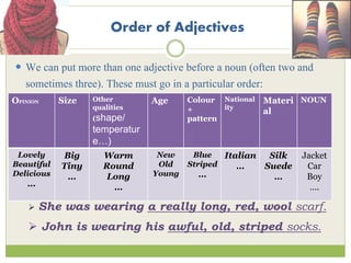 Clothes vocabulary and adj. order | PPTX