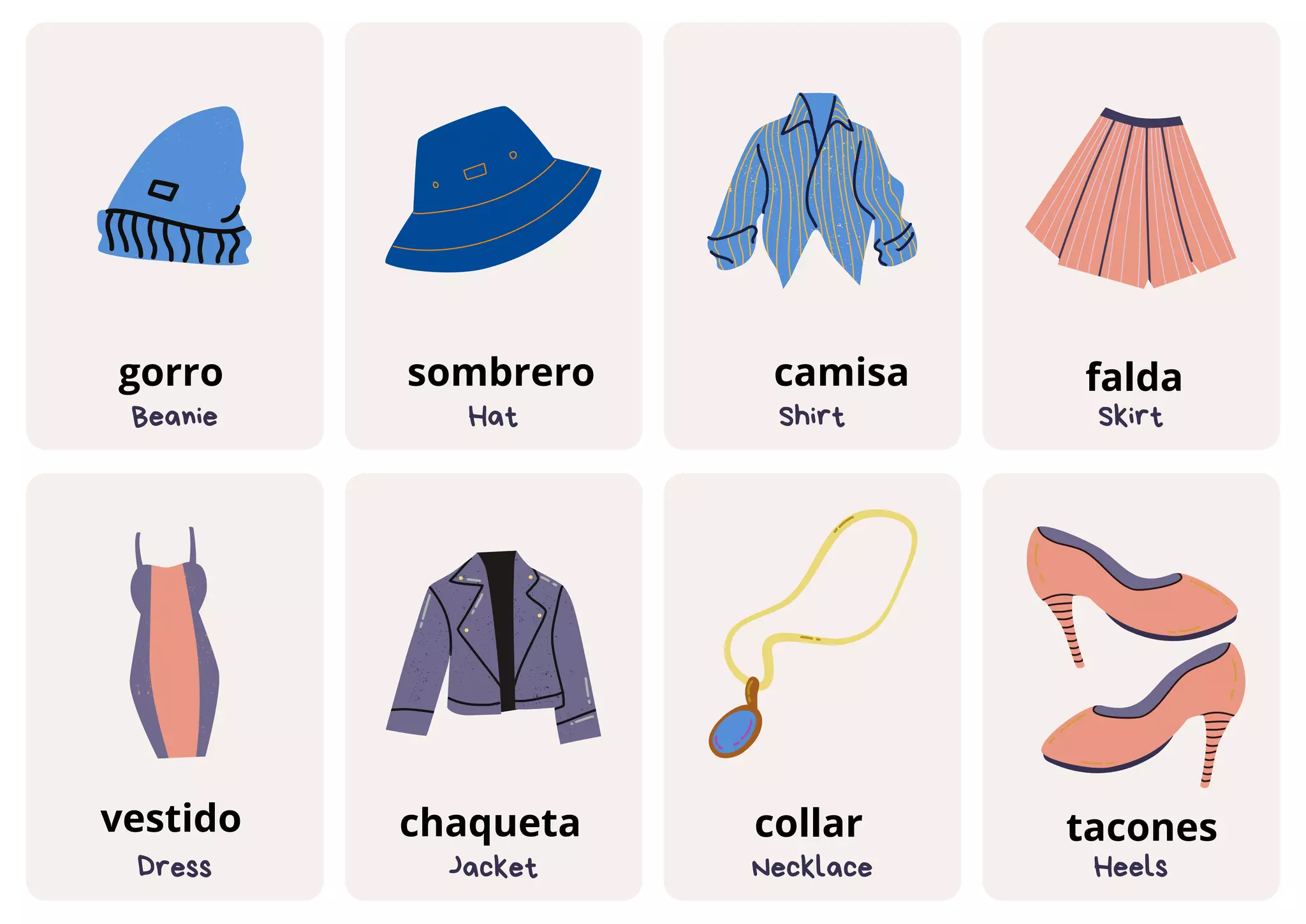 Clothes We Wear - Spanish Vocabulary - Flashcards.pdf