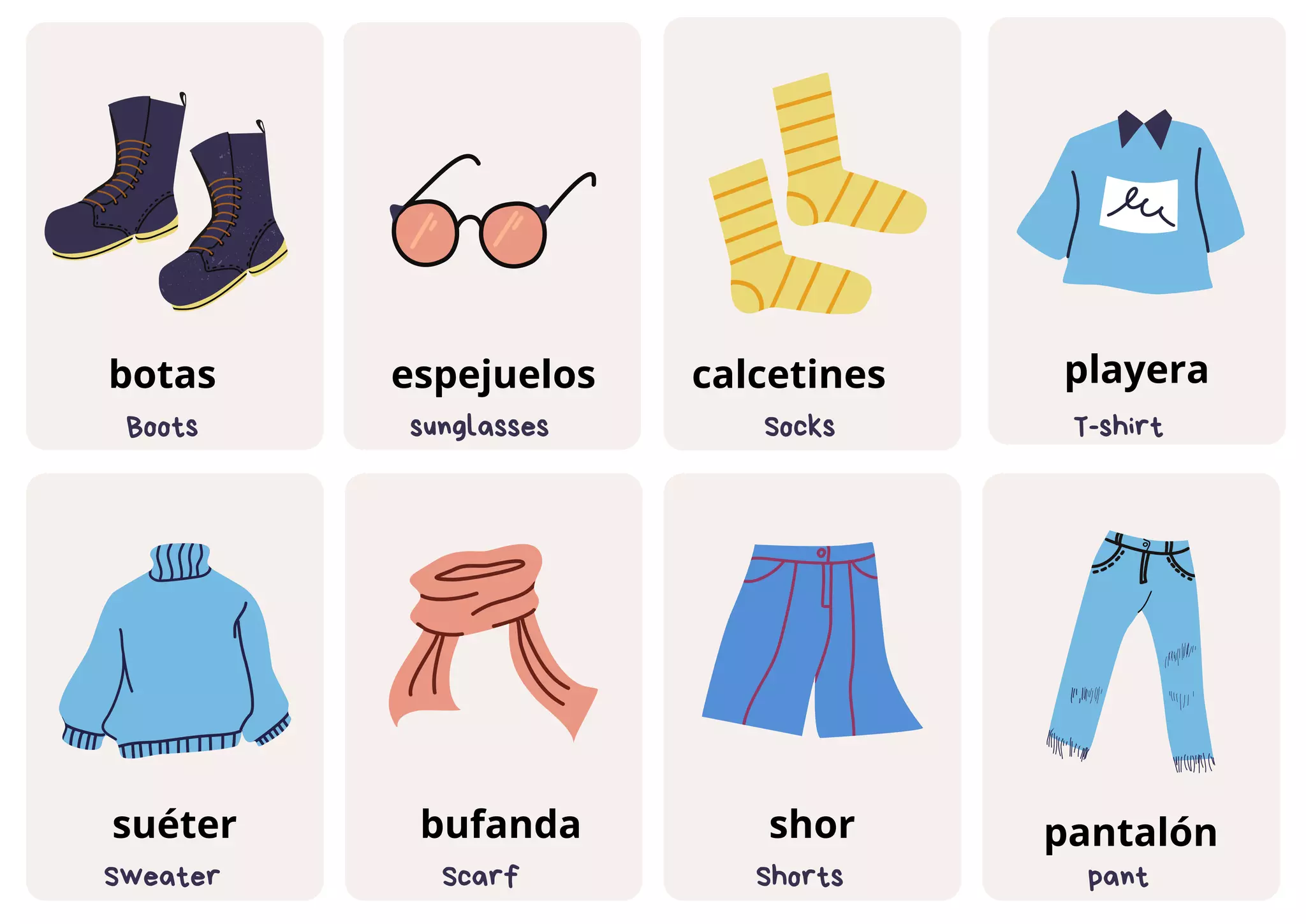 Clothes We Wear - Spanish Vocabulary - Flashcards.pdf