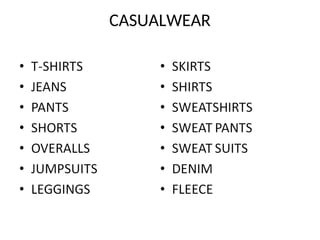 CLOTHING CATEGORIES of women and children.ppt