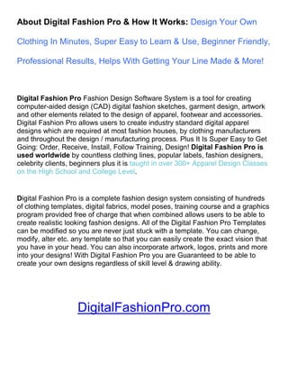 Clothing Design Software For Designing Your Own Clothing | PDF